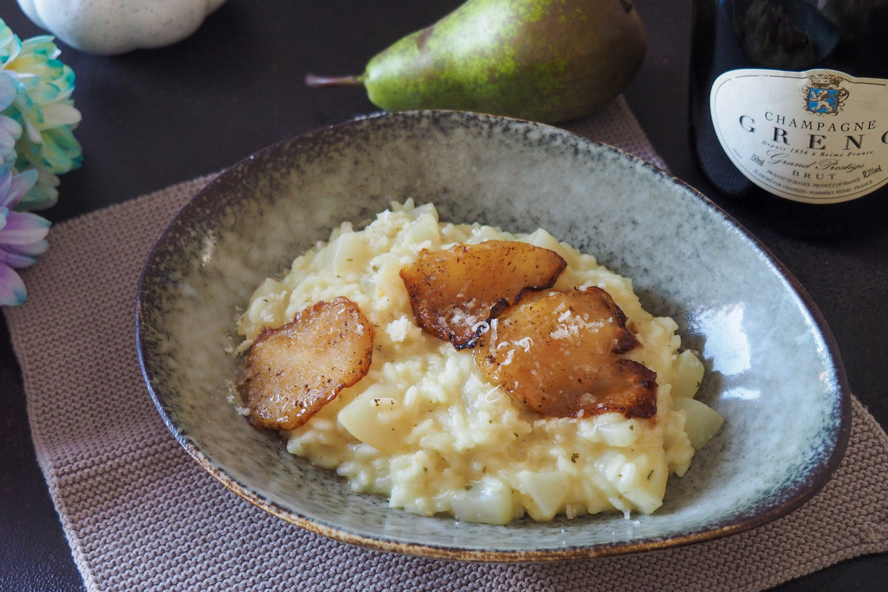A delicious Pear-Champagne Risotto for Champagne Day – Carrots and Tigers