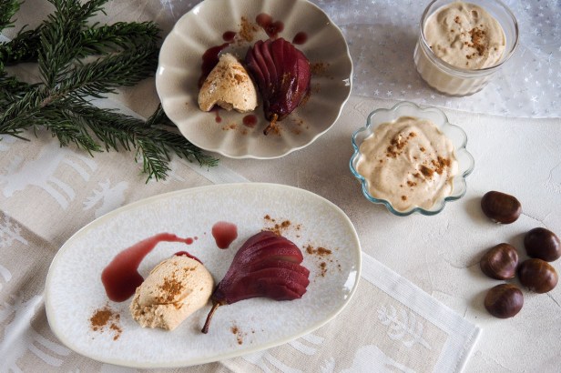 All you want for Christmas: Cinnamon Mousse with poached red wine Pears ...
