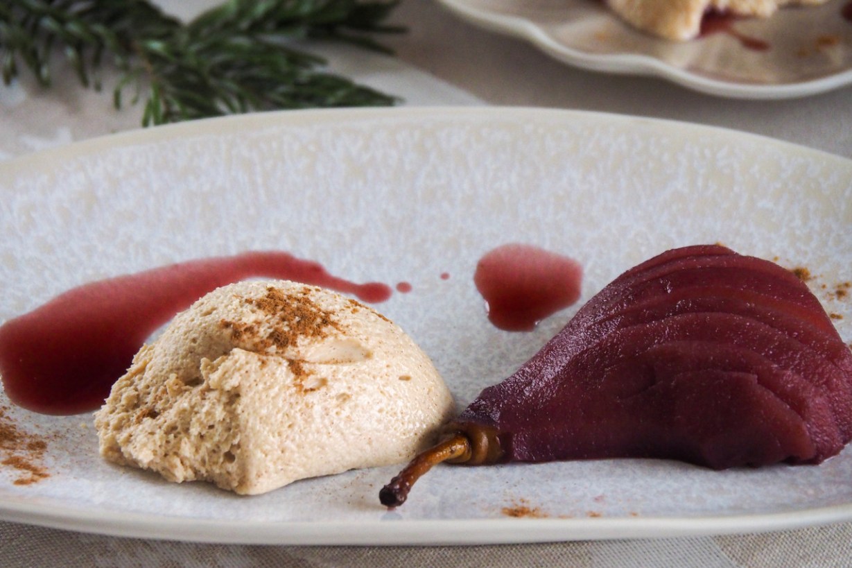 All you want for Christmas: Cinnamon Mousse with poached red wine Pears ...